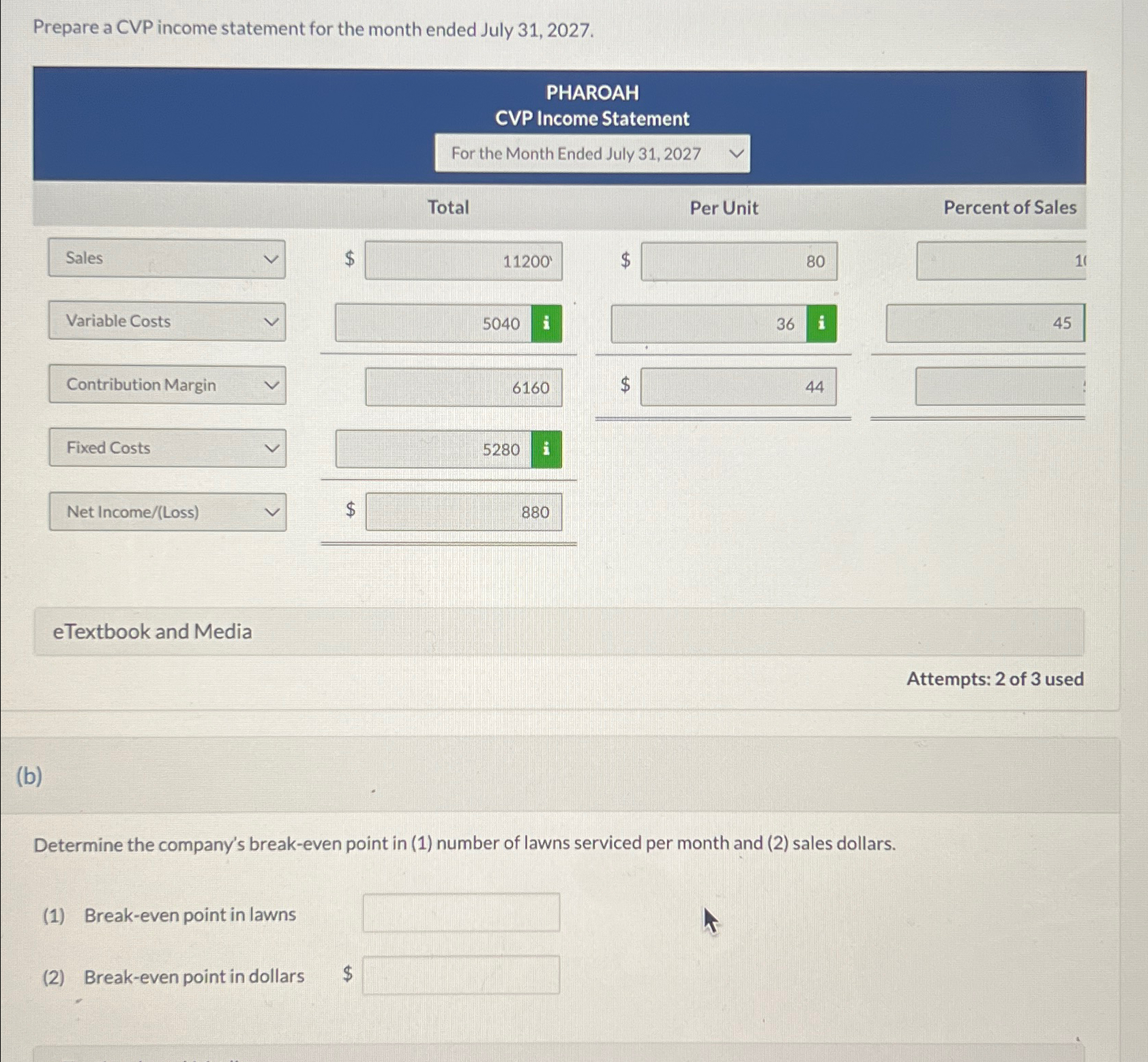 Solved Prepare a CVP income statement for the month ended | Chegg.com