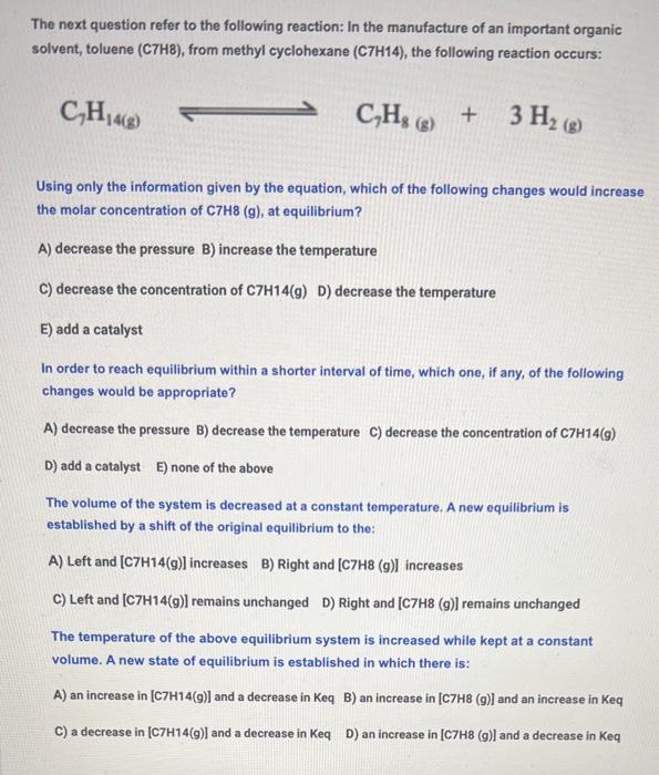 Solved The next question refer to the following reaction: In | Chegg.com
