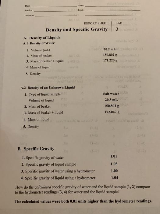 Solved Date Name Team Section Instructor REPORT SHEET LAB | Chegg.com