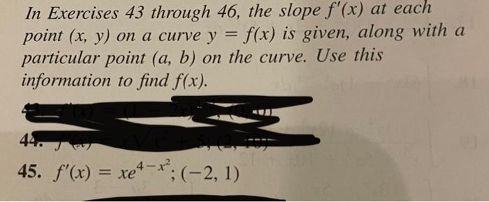 Solved In Exercises 43 through 46 , the slope f′(x) at each | Chegg.com