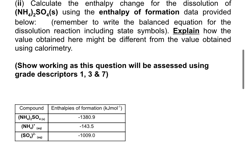 Solved (ii) ﻿Calculate the enthalpy change for the | Chegg.com