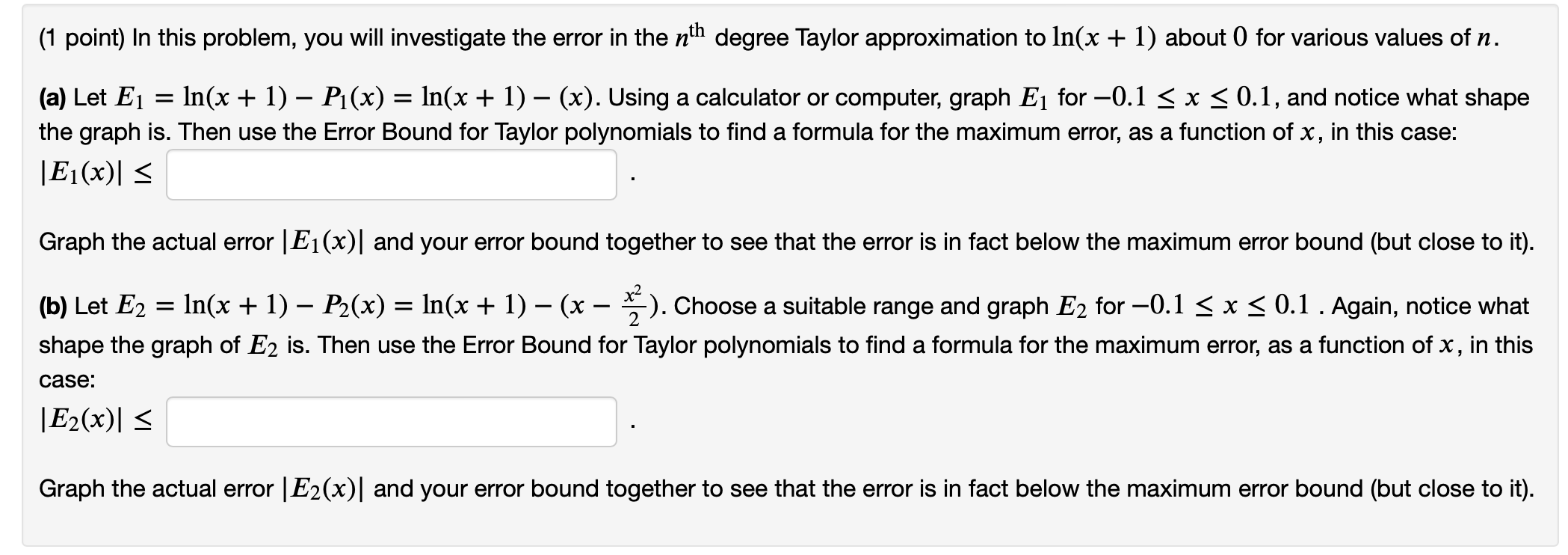 Solved (1 ﻿point) ﻿In this problem, you will investigate the | Chegg.com