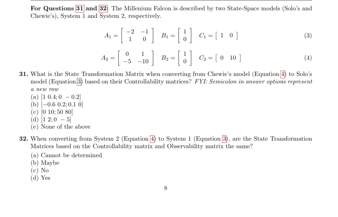 Solved For Questions 31 ﻿and 32: The Millenium Falcon is | Chegg.com