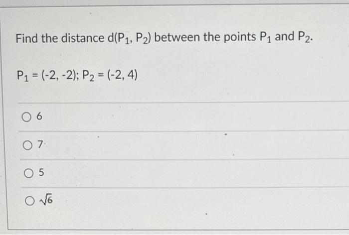 Solved Find the distance d(P1,P2) between the points P1 and | Chegg.com