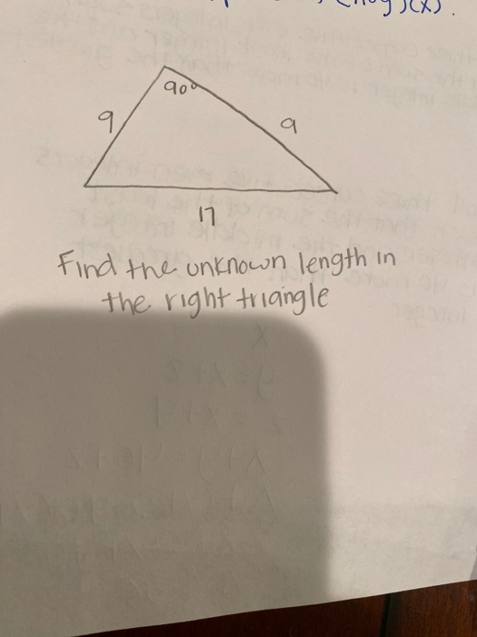 Solved 90 9 a 17 Find the unknown length the right triangle | Chegg.com