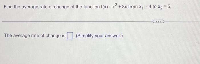 Solved Find the average rate of change of the function | Chegg.com