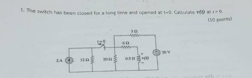 Solved The switch has been closed for a long time and opened | Chegg.com