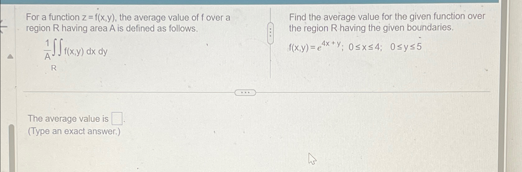 Solved For a function z=f(x,y), ﻿the average value of f | Chegg.com