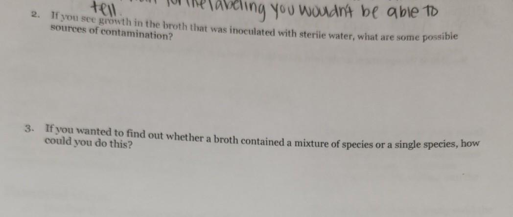 Solved 2. If you seell sources of contamination? 3. If you | Chegg.com