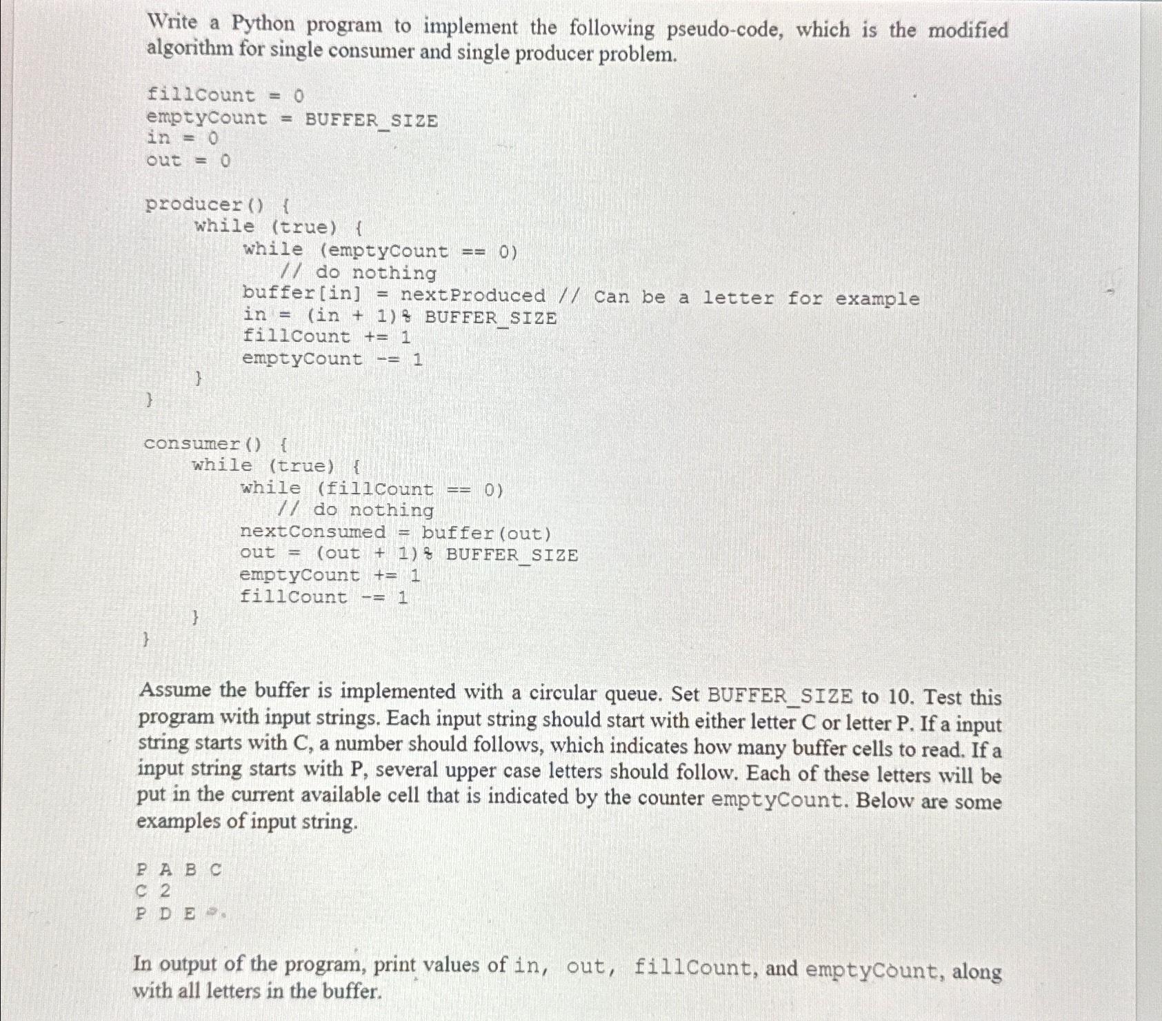 Solved Write a Python program to implement the following | Chegg.com