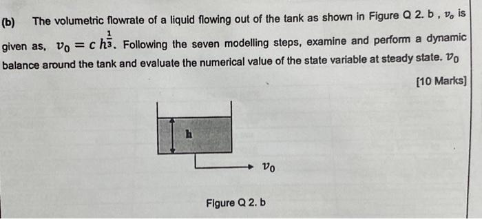 Solved (b) The volumetric flowrate of a liquid flowing out | Chegg.com