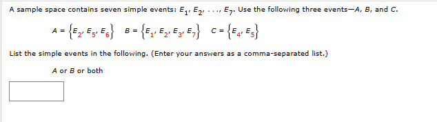 Solved A sample space contains seven simple events: | Chegg.com