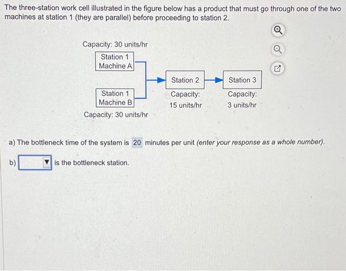 Solved The three-station work cell illustrated in the figure | Chegg.com