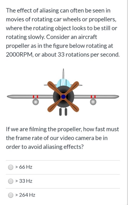 Solved The effect of aliasing can often be seen in movies of | Chegg.com