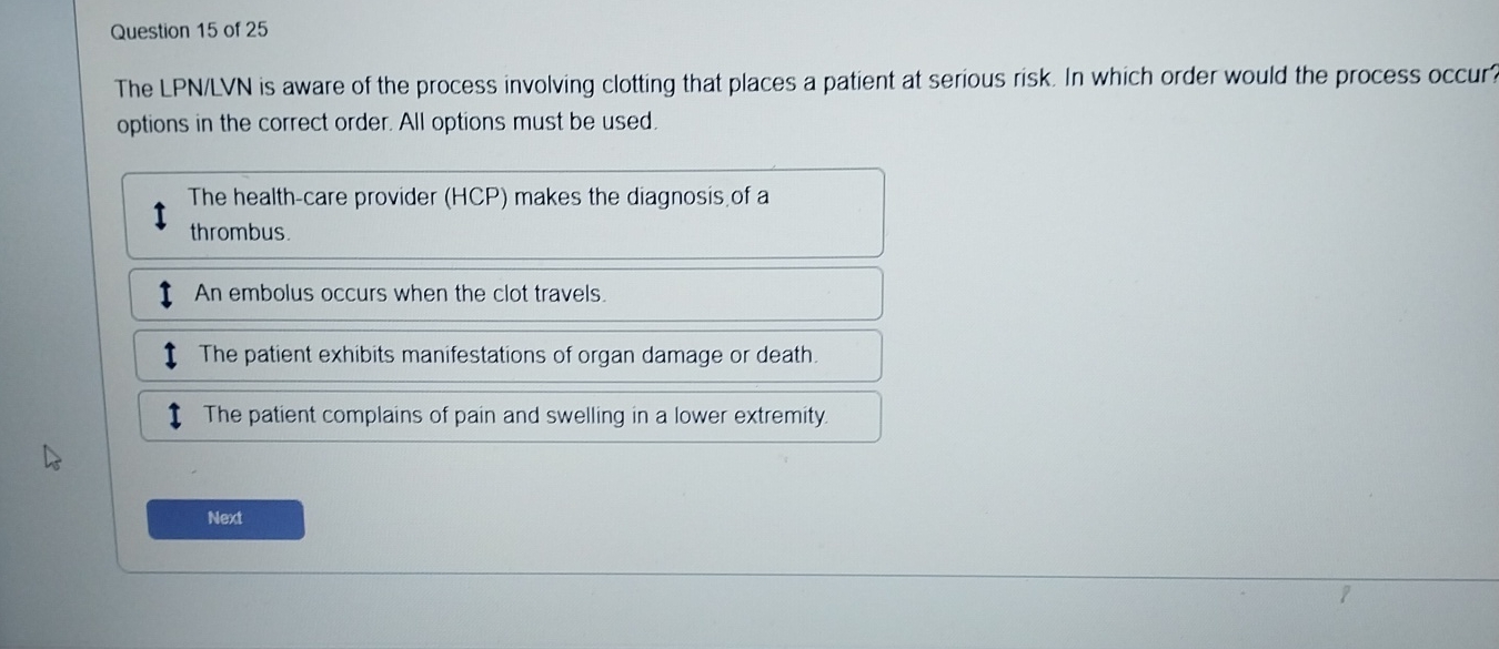 Solved Question 15 ﻿of 25The LPN/LVN is aware of the process | Chegg.com