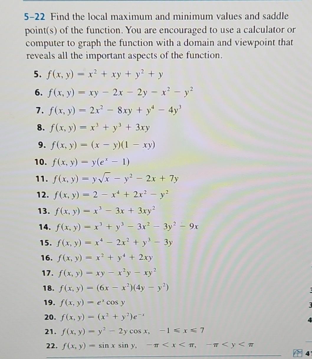 Solved 5-22 Find the local maximum and minimum values and | Chegg.com