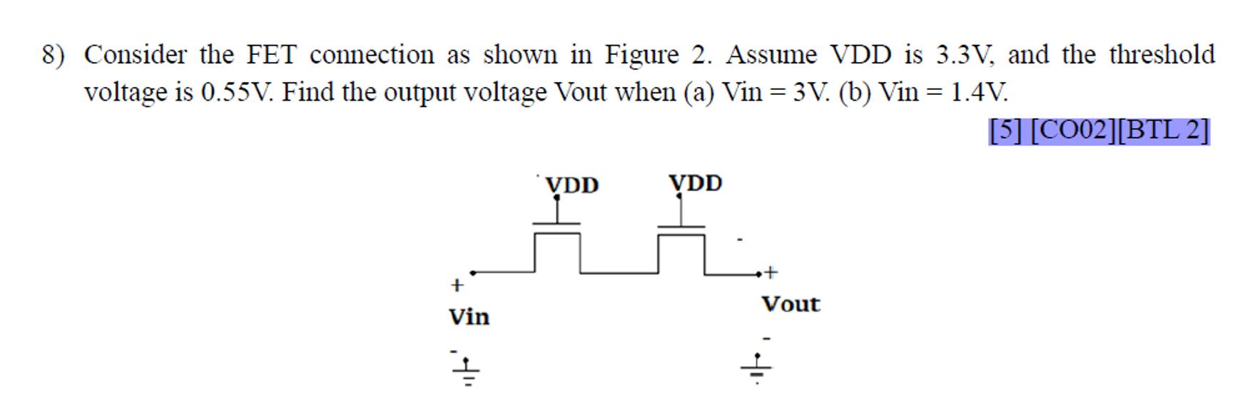 Solved Consider the FET connection as shown in Figure 2. | Chegg.com