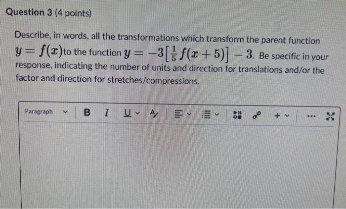 Solved Describe, in words, all the transformations which | Chegg.com