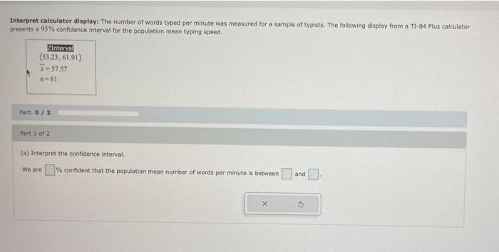 Solved Interpret calculator display: The number of words | Chegg.com