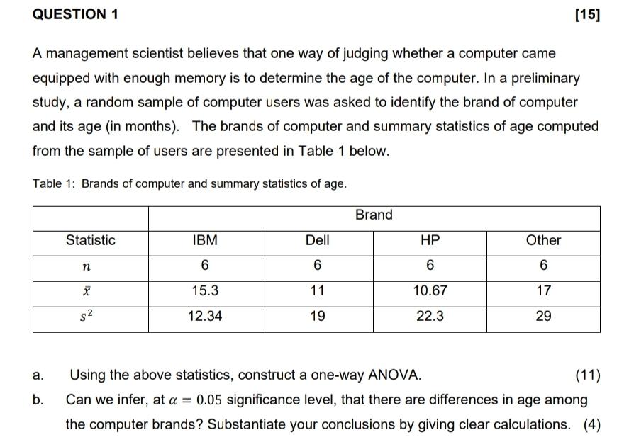 Solved QUESTION 1A management scientist believes that one | Chegg.com