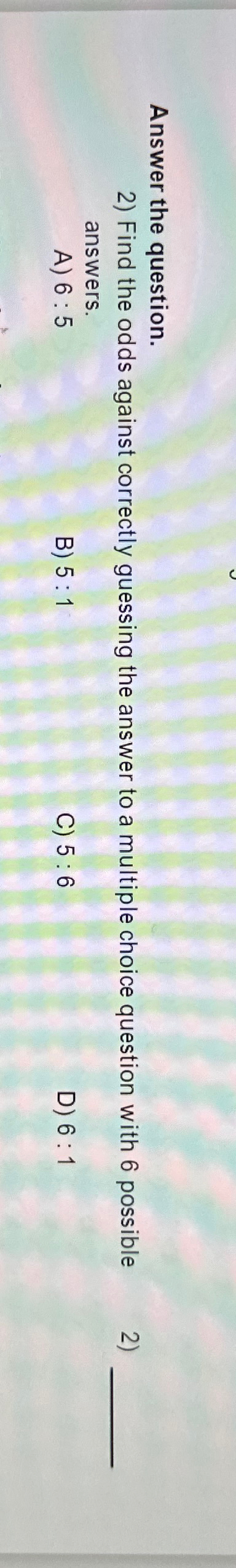 Solved Answer the question.Find the odds against correctly | Chegg.com