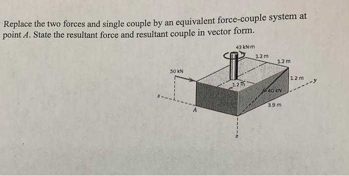 Solved Replace the two forces and single couple by an | Chegg.com