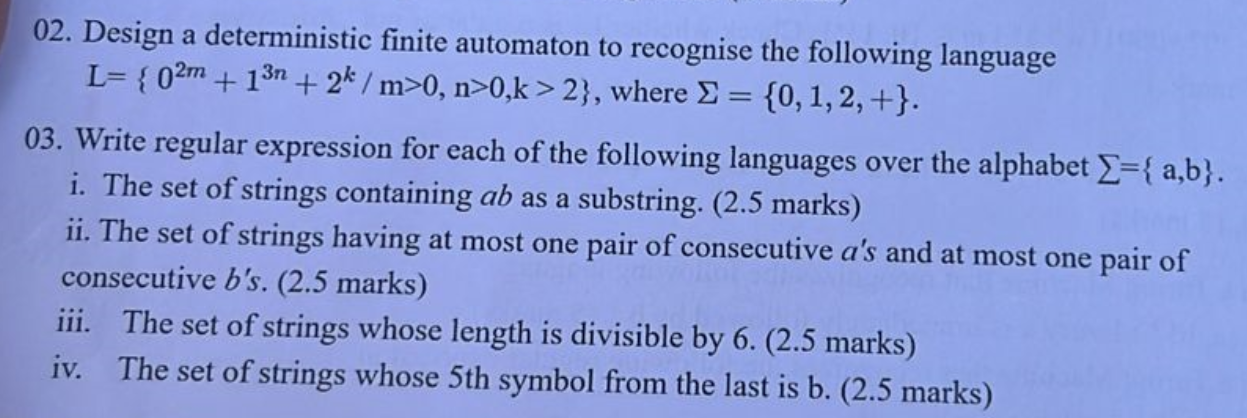 Solved Design a deterministic finite automaton to recognise | Chegg.com