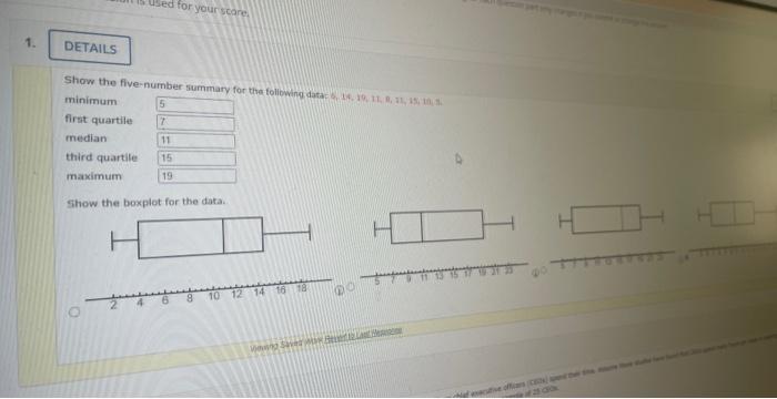 Solved Thow the boxplot for the data. | Chegg.com