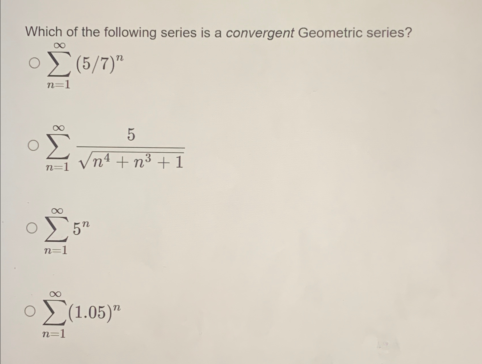 Solved Which of the following series is a convergent | Chegg.com
