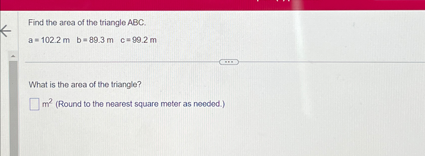 Solved Find the area of the triangle | Chegg.com