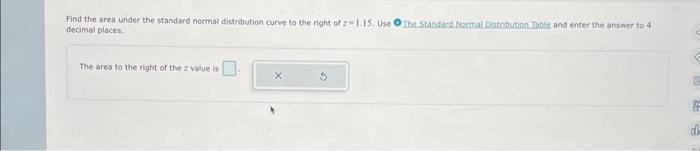 Solved Find the area under the standard normal distribution | Chegg.com