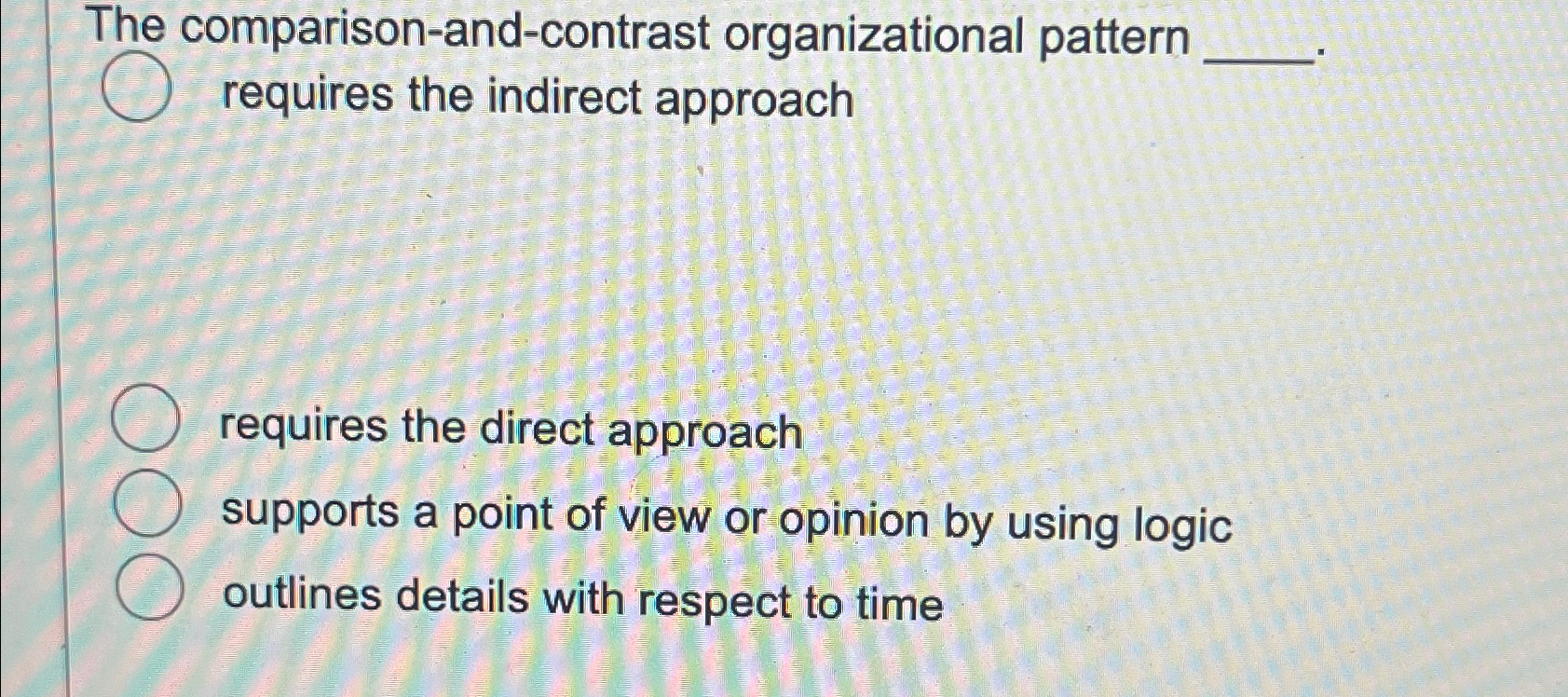 Solved The comparison-and-contrast organizational pattern | Chegg.com