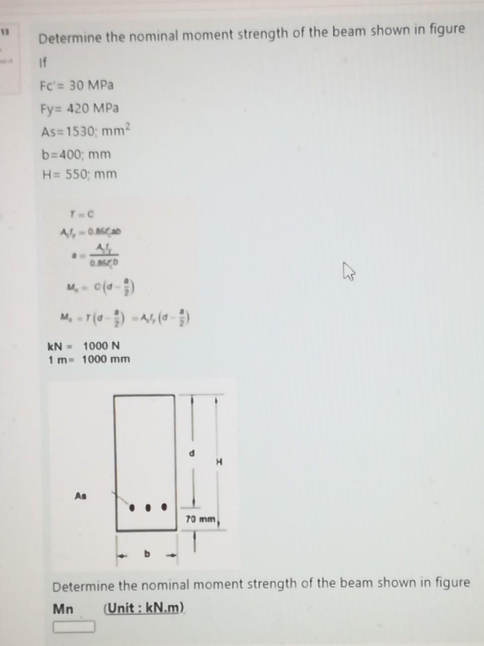 Solved 13 Determine the nominal moment strength of the beam | Chegg.com
