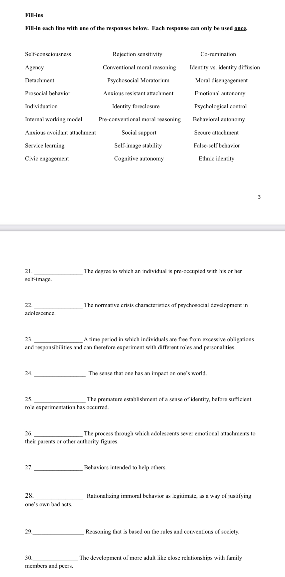 Solved Fill-insFill-in each line with one of the responses | Chegg.com Solved Fill-insFill-in each line with one of the responses | Chegg.com