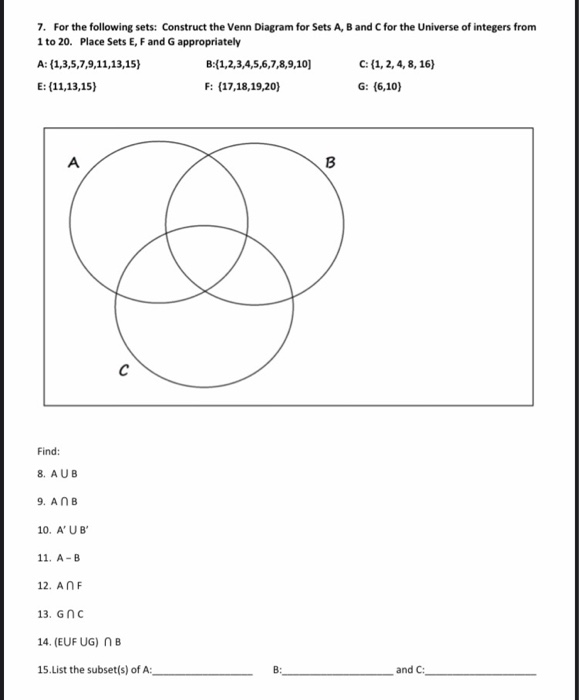 Solved 1) Shade (AUB)-C A B 2) Shade AU (B-C) A В co с 3) | Chegg.com