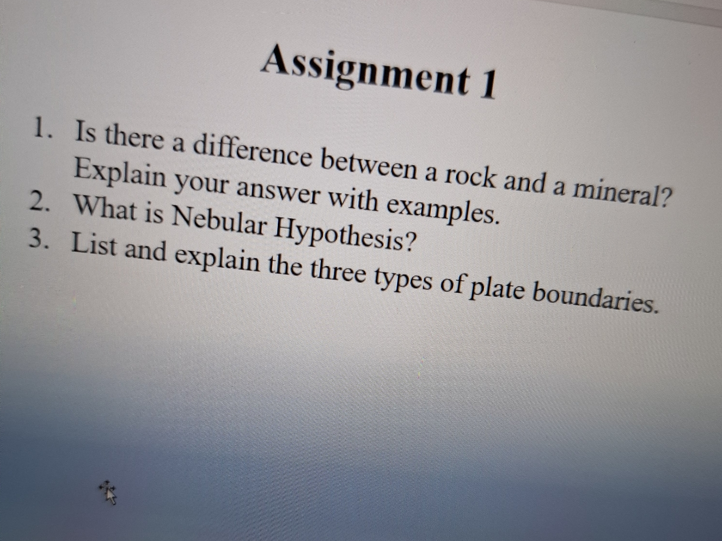 Solved Assignment 1Is there a difference between a rock and | Chegg.com