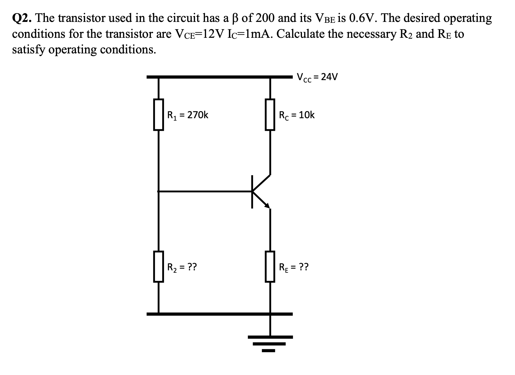 Solved The transistor used in ﻿the circuit has a β of 200 | Chegg.com