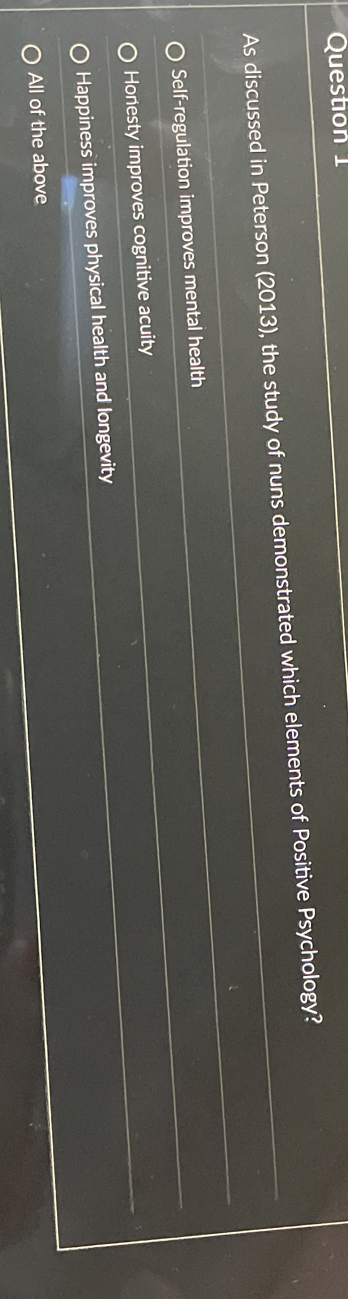 Solved Question 1As discussed in Peterson (2013), ﻿the study | Chegg.com