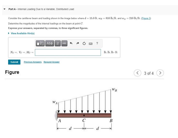 Solved Part A - ﻿Internal Loading Due to a Variable, | Chegg.com