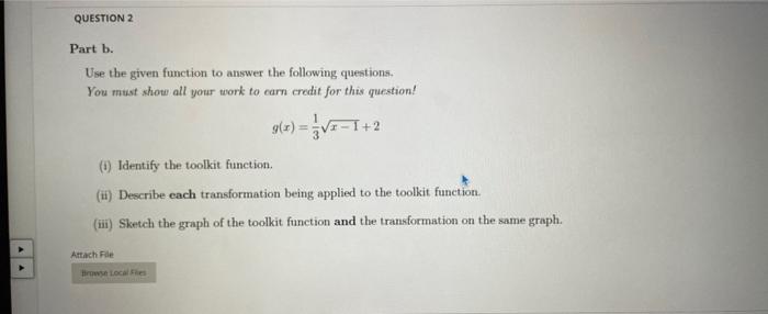 Solved Part b. Use the given function to answer the | Chegg.com