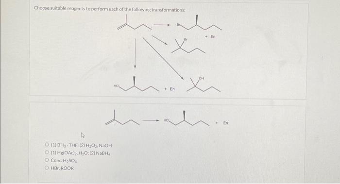 Solved Choose suitable reagents to perform each of the | Chegg.com