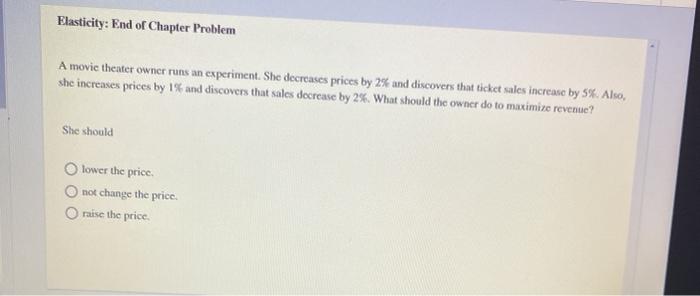 Solved Elasticity: End of Chapter Problem A movie theater | Chegg.com