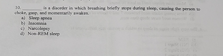 Solved q, ﻿is a disorder in which breathing briefly stops | Chegg.com