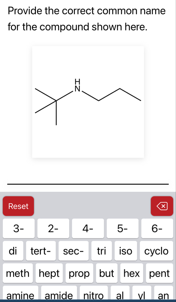 Solved Provide the correct common name for the compound | Chegg.com