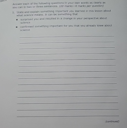 Solved Answer each of the following questions in your own | Chegg.com