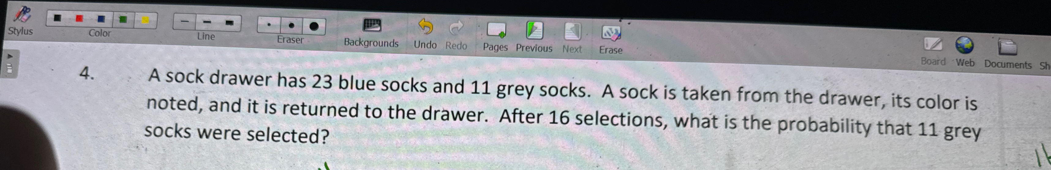 Solved A sock drawer has 23 ﻿blue socks and 11 ﻿grey socks. | Chegg.com