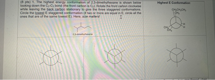 Solved Highest E Conformation: (8 pts) 1. The highest energy | Chegg.com