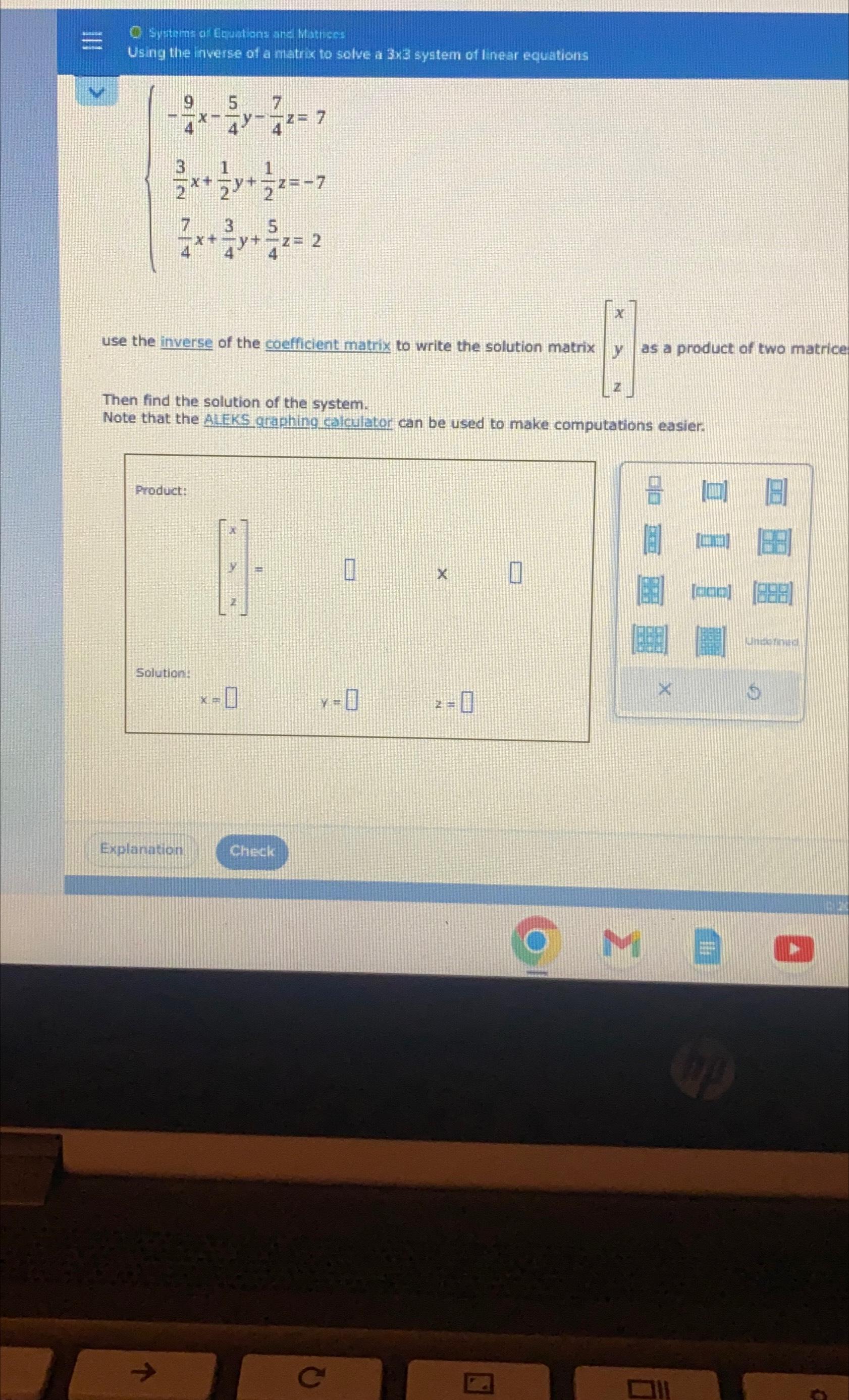 Solved Using the inverse of a matrice to solve a 3×3 ﻿sygtem | Chegg.com