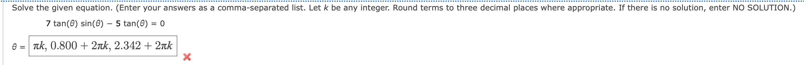 Solved k be ﻿any integer. Round terms to ﻿three decimal | Chegg.com