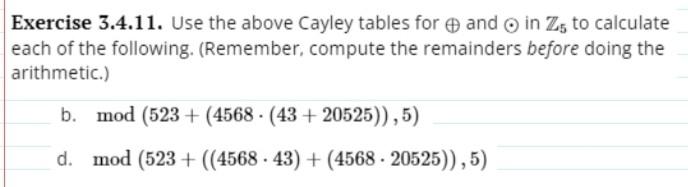 Solved Exercise 3.4.11. Use the above Cayley tables for ⊕ | Chegg.com